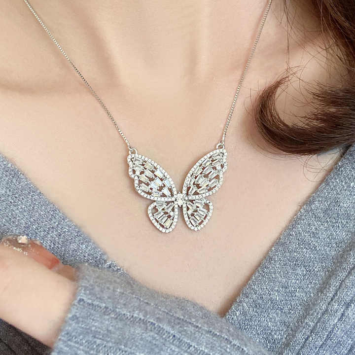 Butterfly Design Jewellery square Cut Fashionable Zircon 925 Sterling ...