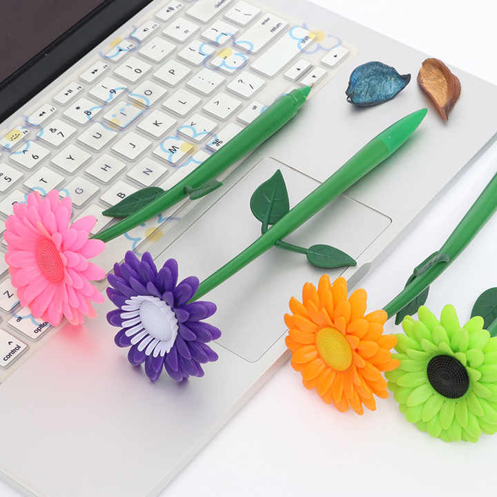 Lovely Flower Shaped Rubber Ball Pen Creative Sunflowers Design Plastic ...
