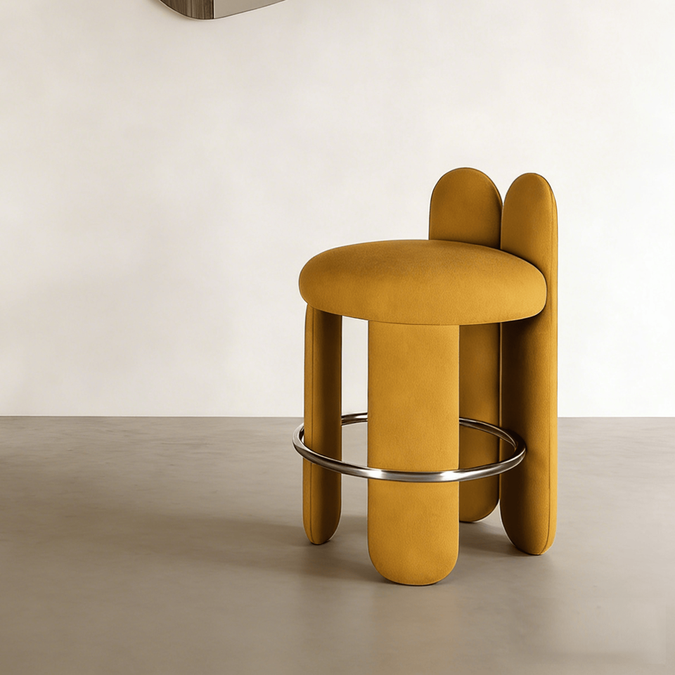 Yellow Counter Bar Stools Modern Luxury Kitchen Metal High Counter Wood ...