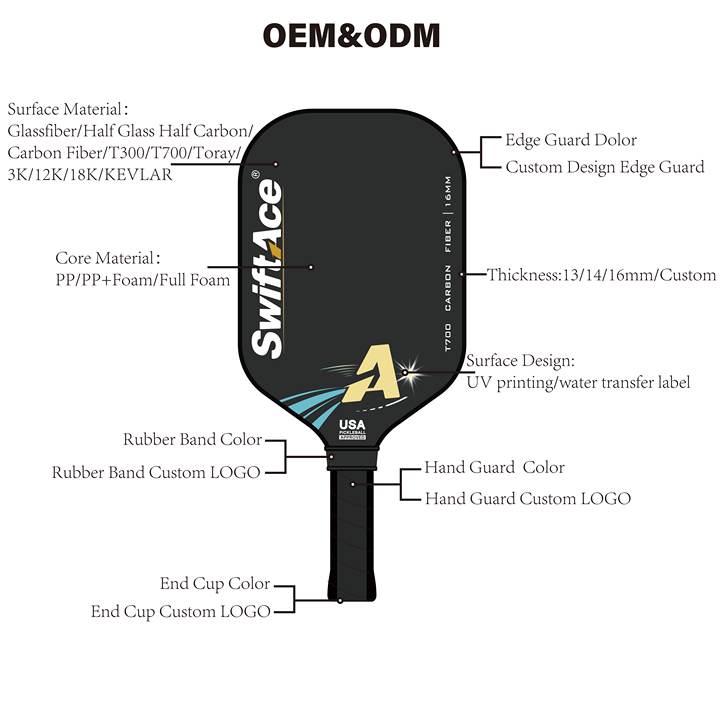 High Quality Gen 3 Raw Carbon Fiber Pickleball Paddle Professional 16mm ...