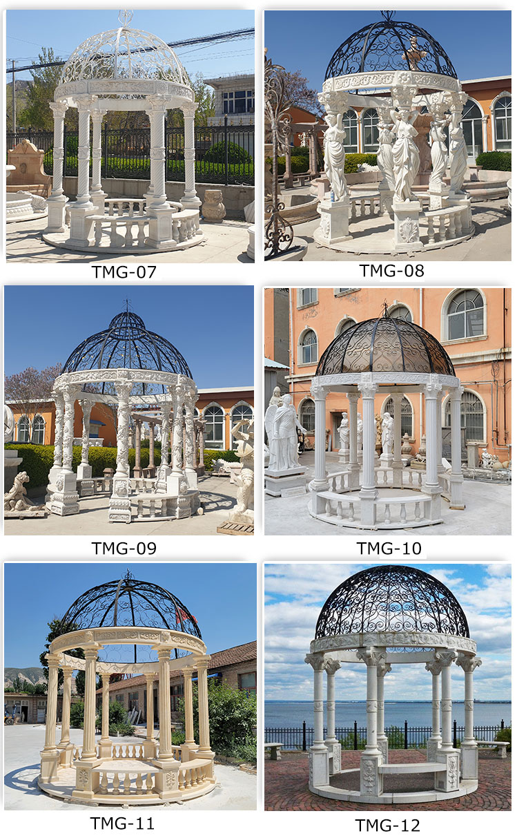 Luxury Garden Greek Style Outdoor Stone Column Marble Gazebo With Roof ...