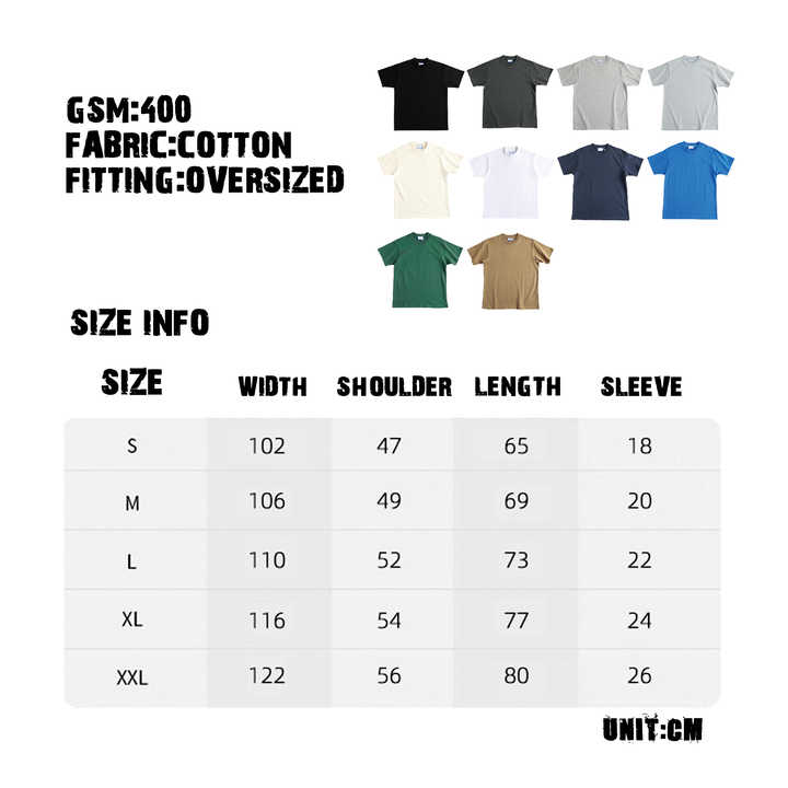 400 GSM Tight Thick Collar T-Shirts - High Quality Streetwear