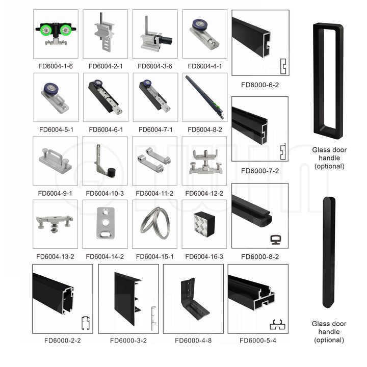 4 Panels Telescopic Sliding Door System with Aluminum Frame