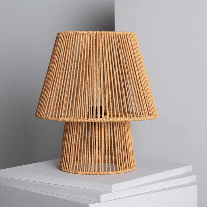 Vintage Small Jute Rope Brown Table Lamp - Modern Rustic