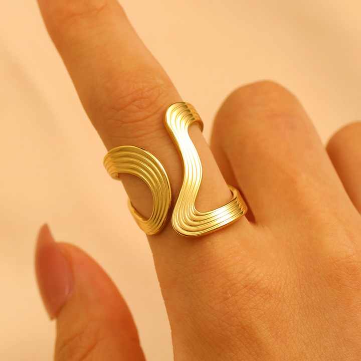 Adjustable 18K Gold Plated Stainless Steel Jewelry Rings for Original Trendy Anillo De Oro 18K ...