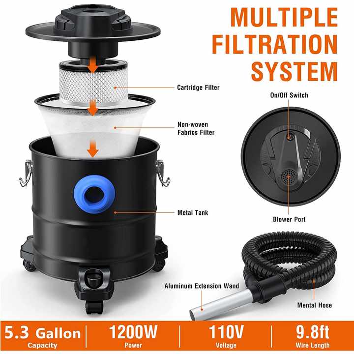 Electric 1000w 1200w 1500w Blowing Function Dust Collector Vacuum ...