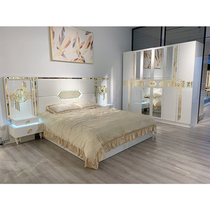 HDF Newtom High-end King Headboard Double Bed Lighting Luxury Leather ...