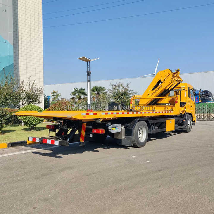 Dongfeng 4X2 Flatbed Tow Truck Wrecker Crane Cummins Engine Shenbai ...