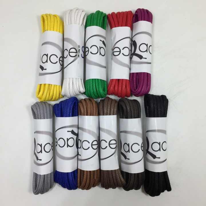 100% Cotton Round Braided Shoe Laces with Transparent Tips