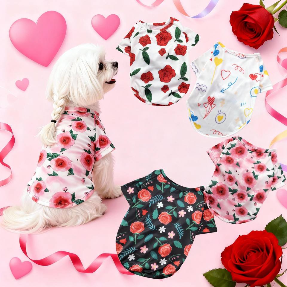 Valentine's Day Eco-Friendly Simple Pet Clothing Printed Design T-shirt ...