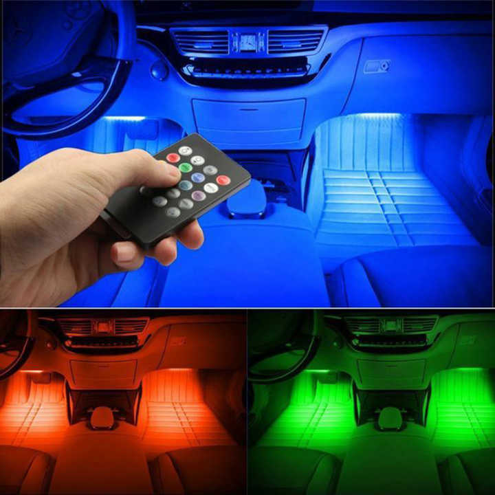 LED Car Foot Light Ambient Lamp With USB Wireless Remote Music Control ...