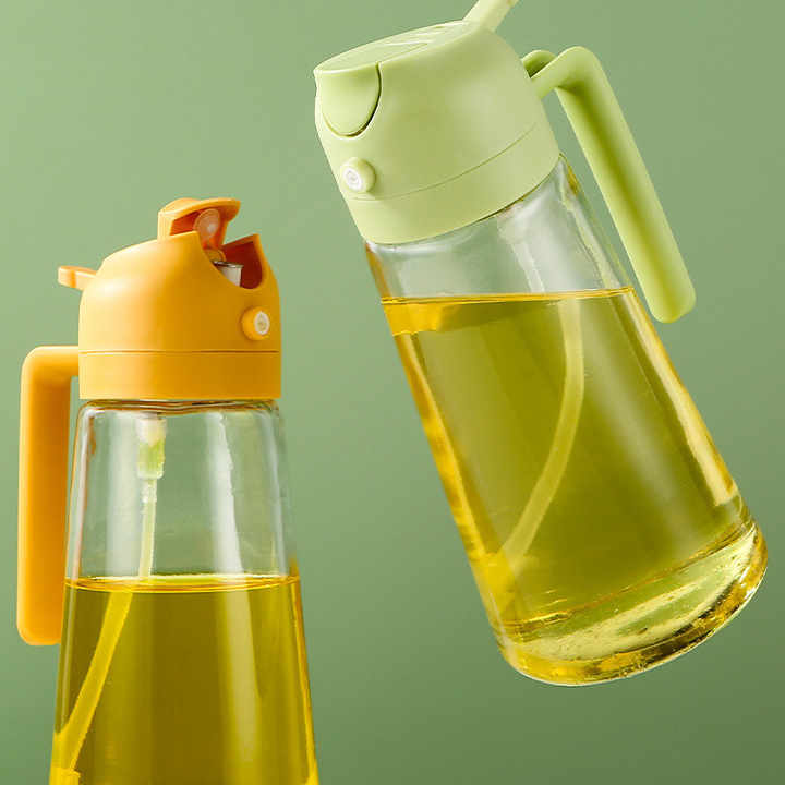 Multifunctional 16oz 470ml Glass 2 in 1 Olive Oil and Sprayer Dispenser ...