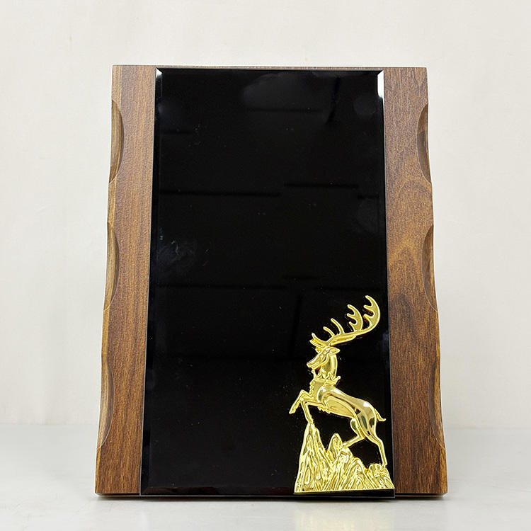 Gold Metal Deer Customized Crystal Wooden WOODEN with Black Crystal ...