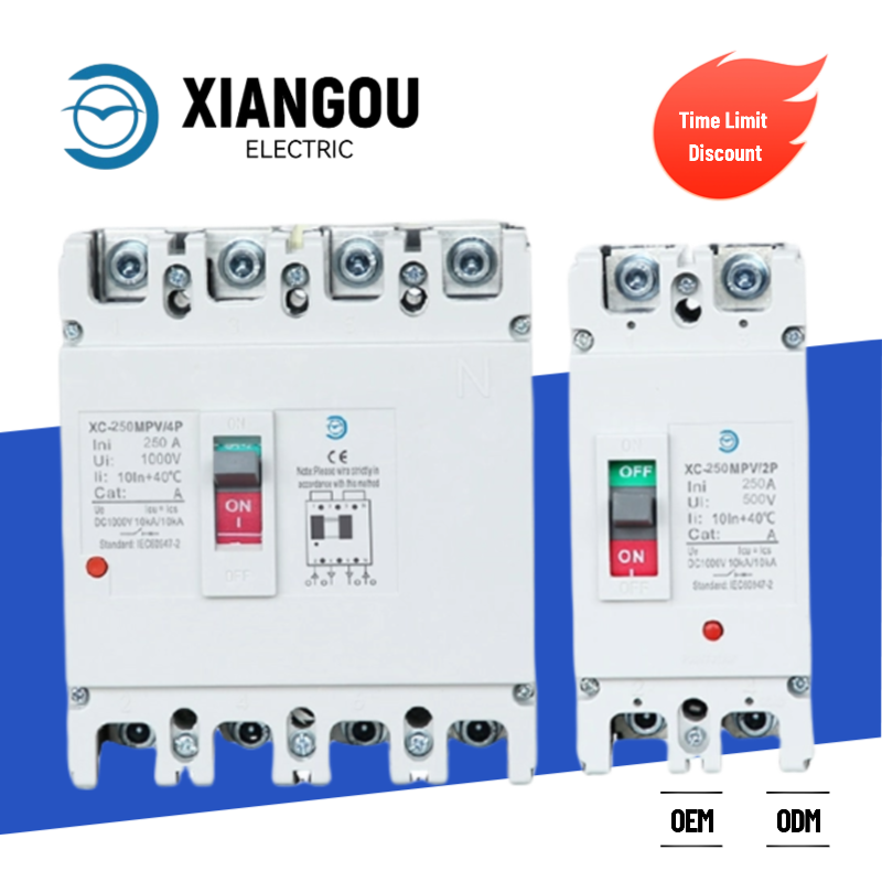 XIANGOU Cm1 MCCB 2P 3P 4P DC AC Moulded Case Circuit Breaker 125A 250A 400A 630A 250V 500V 750V ...