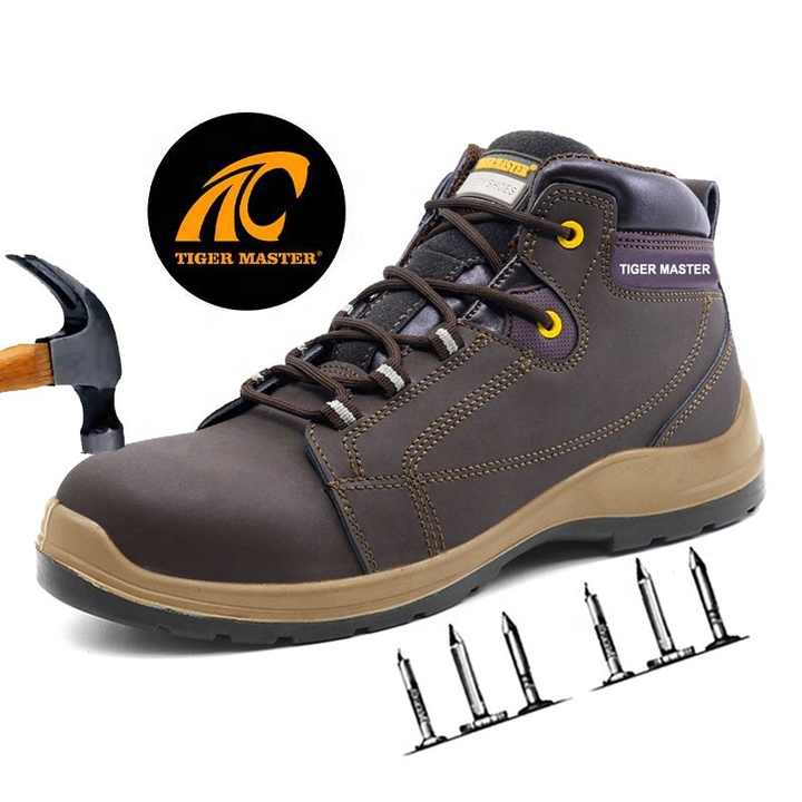 Brown Split Nubuck Leather Oil Slip Resistant Pu Sole Ce Fiberglass Toe ...