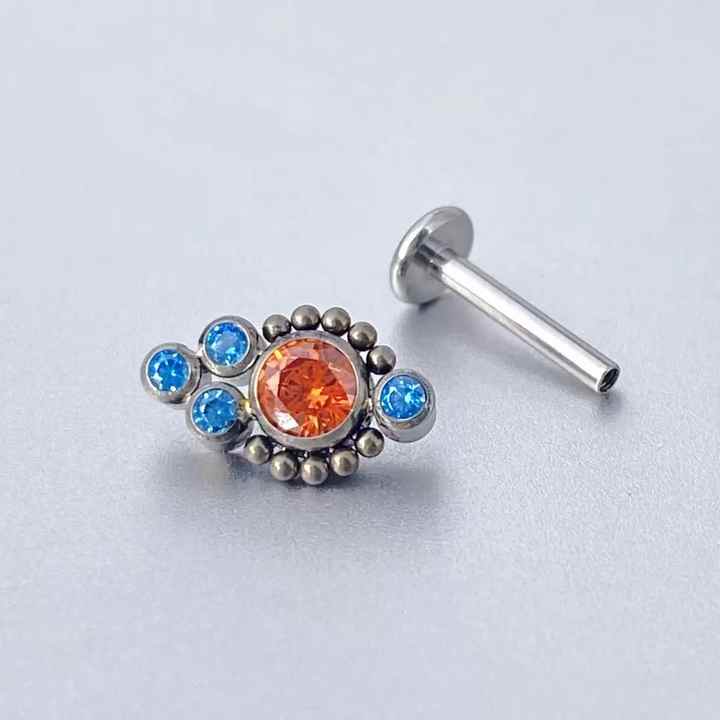 F136 G23 Implant Grade Titanium Alloy Diamond Butterfly Zircon Ear Bone ...