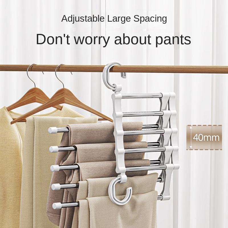 Premium Multiple Pants Hanger with Clips | Space Saving Metal Design