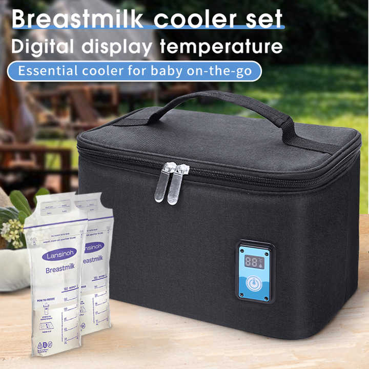 Breastmilk Cooler With Digital Display Temperature and Ice Pack Fits 6 ...