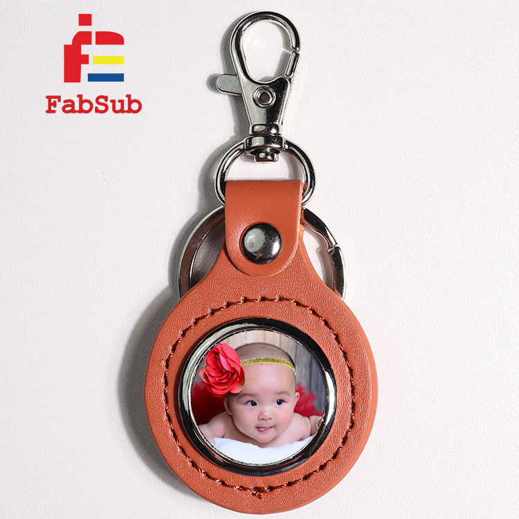 PU Leather Sublimation Blanked Keyring Paper Hanger Plastic Keychain ...