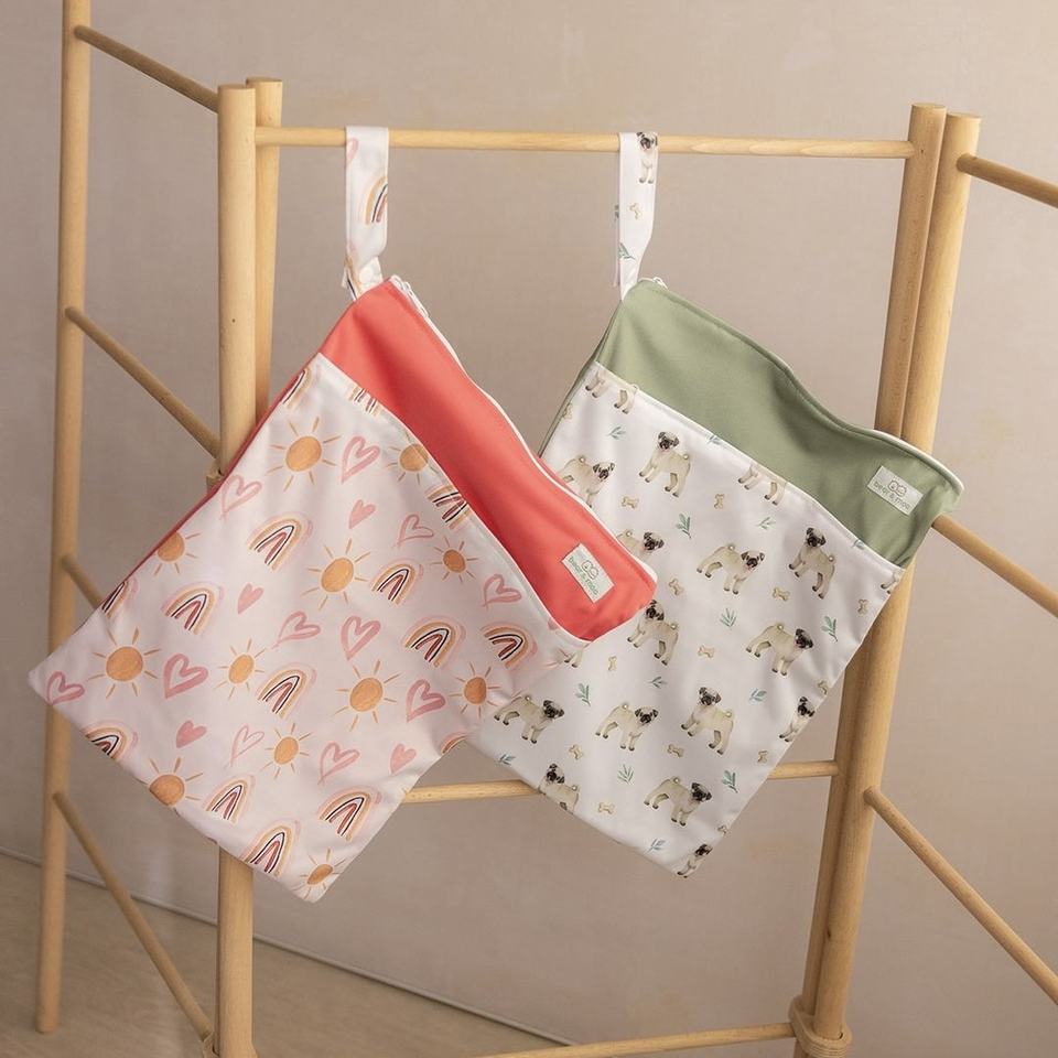Fast Shipping Waterproof Wet Bags Two Pockets Reusable Washable Diaper ...