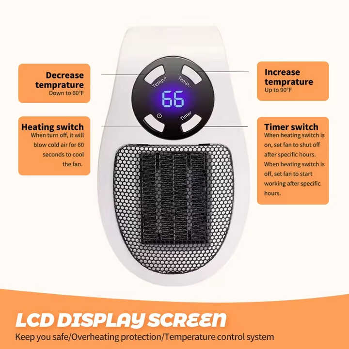Home Mini Wall-Mounted Electric Heater Rapid Heating Intelligent ...