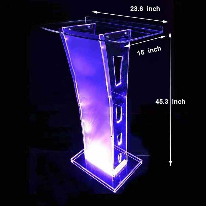 Transparent LED Lighting Acrylic Lectern - Modern Podium