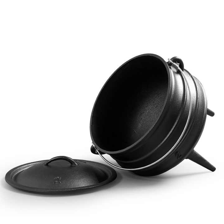 Outdoor Cast Iron Tripod Cooking Cauldron with Lid Metal Dutch Oven for ...