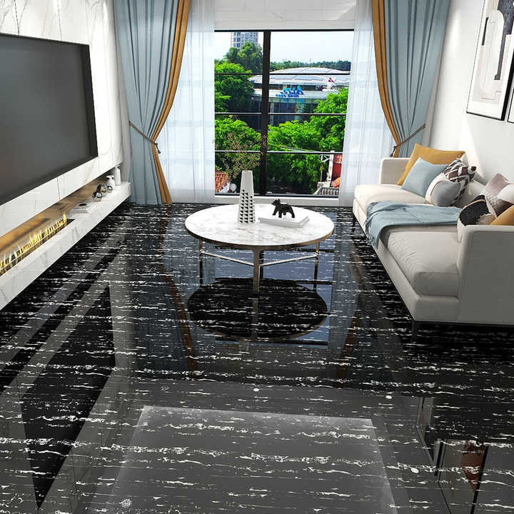 Foshan Shiny Porcelain Tiles 60x60 - Black Gold Porcelain