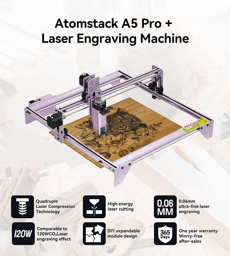 Atomstack A5 Pro + Cộng Với 50 Wát Ván Ép Thép Không Gỉ Gỗ Kim Loại Khắc Laser Máy Cắt - Buy ...