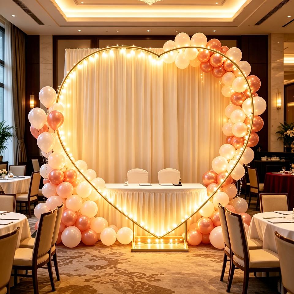 Gold Heart Shape Wedding Arch Backdrop Stand, Metal Frame for Ceremony ...
