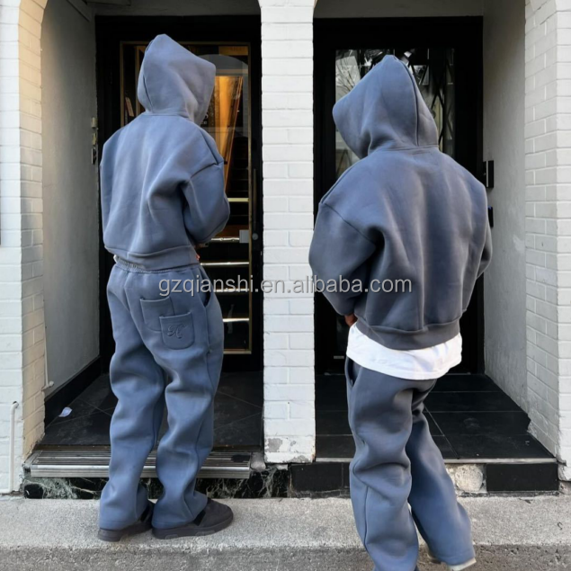Custom Sweatpants and Hoodie Set Stacked Pants Streetwear Flare Unisex ...