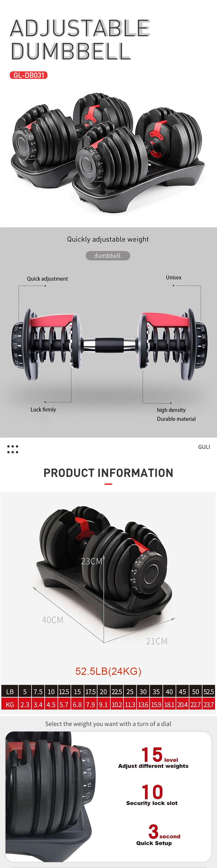 24kg 36kg 40kg 50kg Adjustable Dumbbells Pair Set Power Block ...