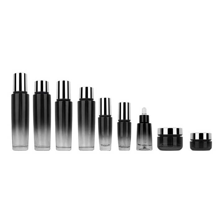 30ml 40ml 100ml 120ml Luxury Frosted Glass Cosmetic Jar Matte Black Glass Bottle Set Custom ...