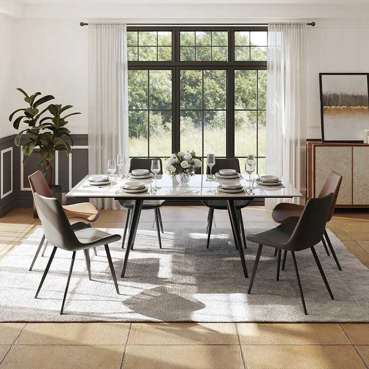 OEM Customized Ceramic Sintered Stone Glass Top Expandable Dining Table ...