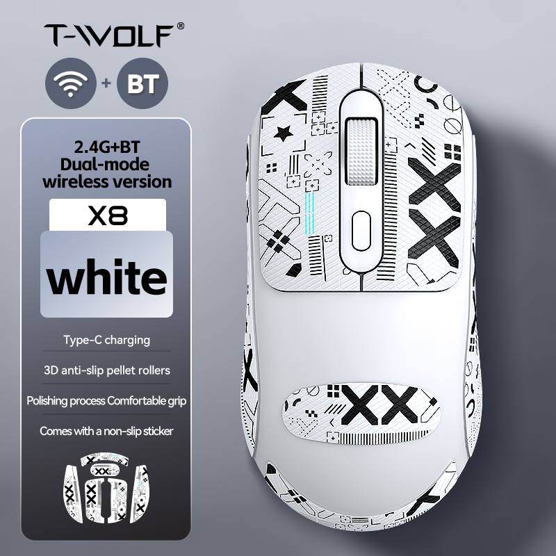 T-WOLF X8 Gaming Mouse - 3200DPI, Rechargeable, Wireless