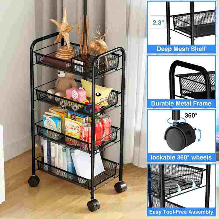 Trolley Food Storage Serving Mobile Holders & Racks Bread Carts With ...
