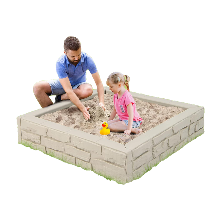 Plastic Stone-wall Sandpit Sandpool Sandbox for Kids on Beach Lawn ...