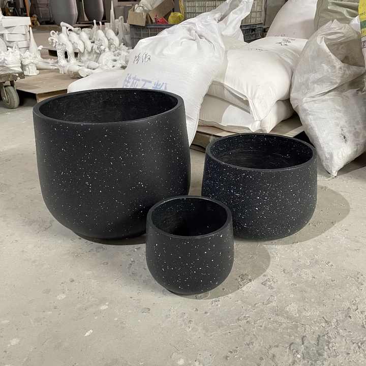Contemporary Round Fiberglass Pot - Modern Luxury Plant Pot