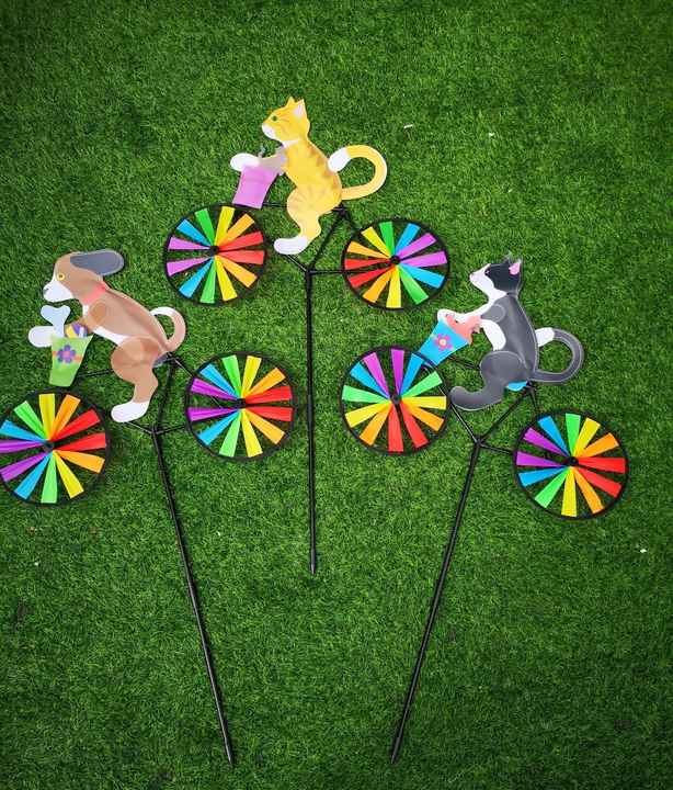 3D Animal on Bike Windmill DIY Animal Bicycle Wind Spinner Animal ...