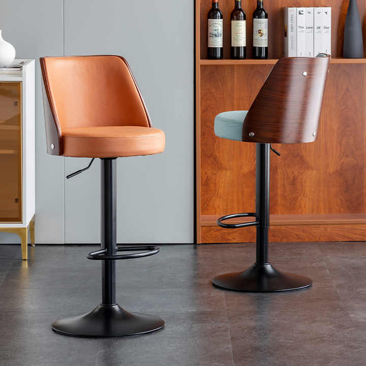 Modern Simple Light Luxury Front Desk Bar Stools with Backrests