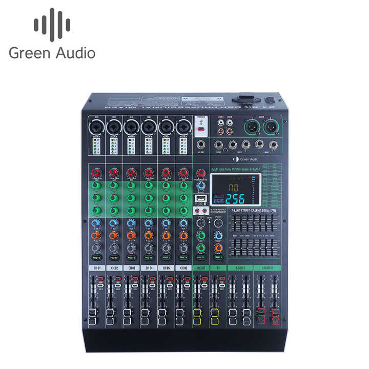 Green Audio Mixer Audio DJ - 6/8 Channel Professional Console
