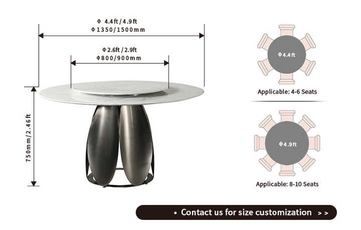 Royal Collection Elegant Dining Room Furniture Natural Marble Round ...