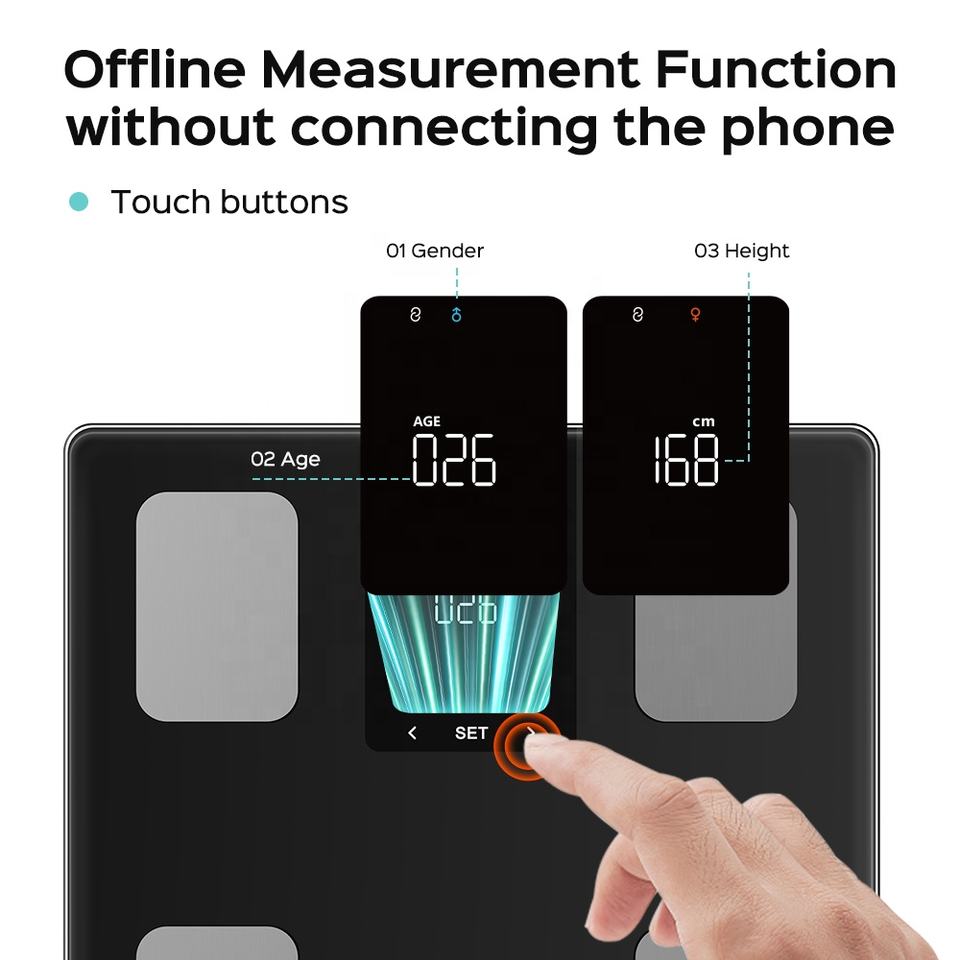 Monitoring BLE Connectable Tempered Glass Body Fat Composition Analysis ...