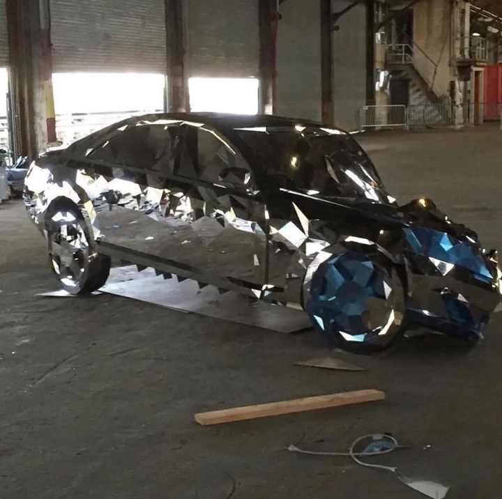 Customized Laser Cut Car Sculpture - Polished Metal Art