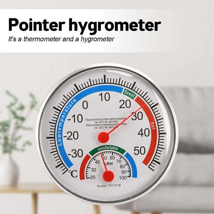 Mini Round Pointer Thermometer Hygrometer -30℃-50℃ Thermometer 20%-100% ...
