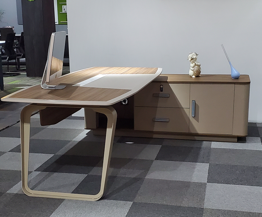 Modern MDF Office Desk - L-Shape CEO Desk with Extendable Feature