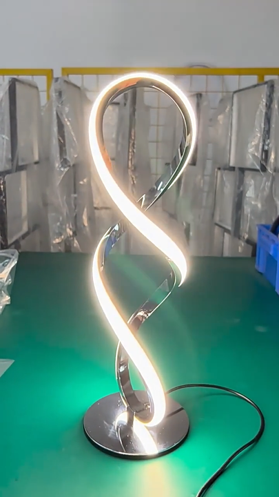 Modern Curve Stepless Dimmable Desk Lamp LED Spiral Bedside Table Lamp ...