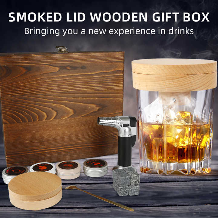 Wooden Box Cocktail Smoker Kit Gift Set Whiskey Smoker Infuser Kit for ...