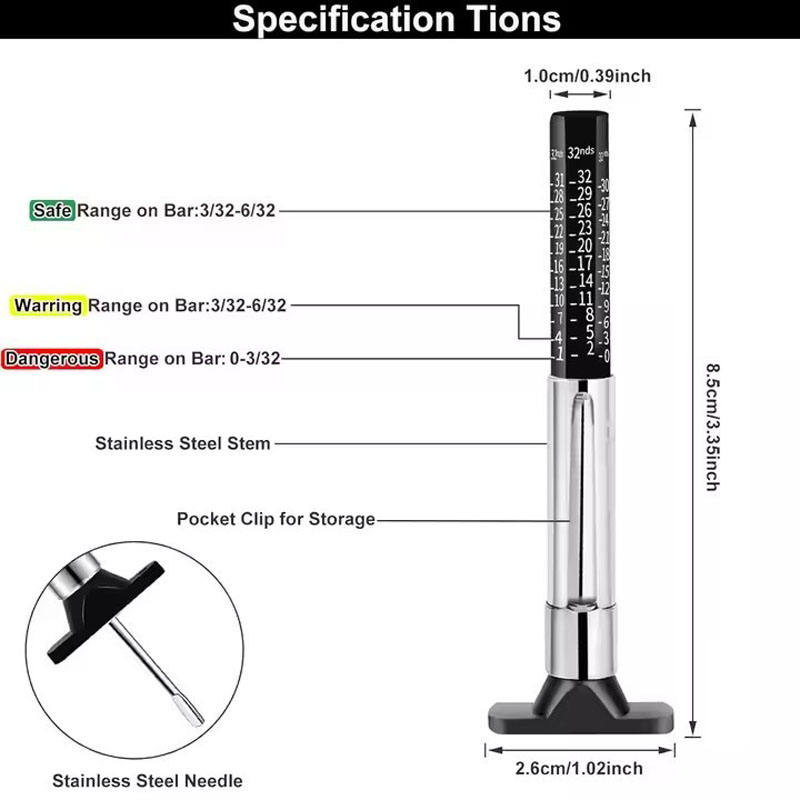 Digital Tire Tread Depth Gauge 0-25 4mm LCD Display Car Truck Motorcycle Tyre Wear Measuring ...