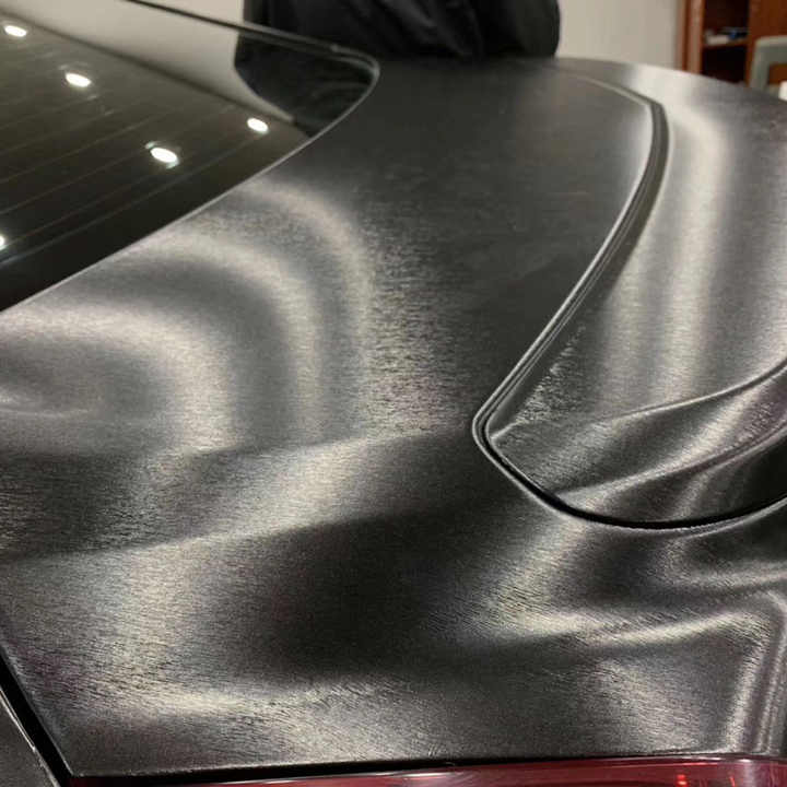 Satin Metallic Brushed Aluminum Black Steel Vinyl Wrap